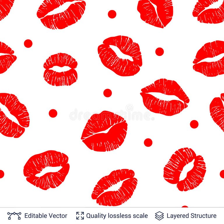 Red Lips Print Isolated on White Background. Stock Vector ...