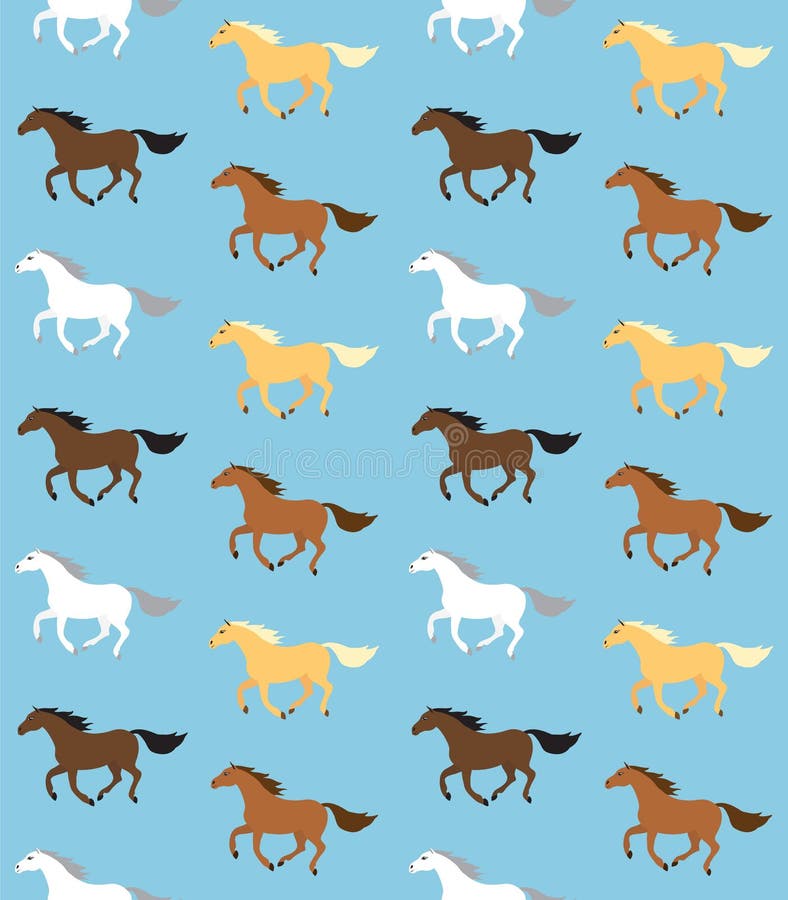 Vector Seamless Pattern of Flat Different Horse Stock Illustration ...