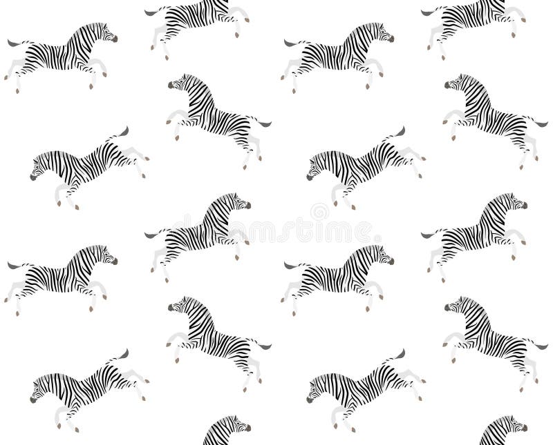 Vector Seamless Pattern of Jumping Zebra Stock Vector - Illustration of ...