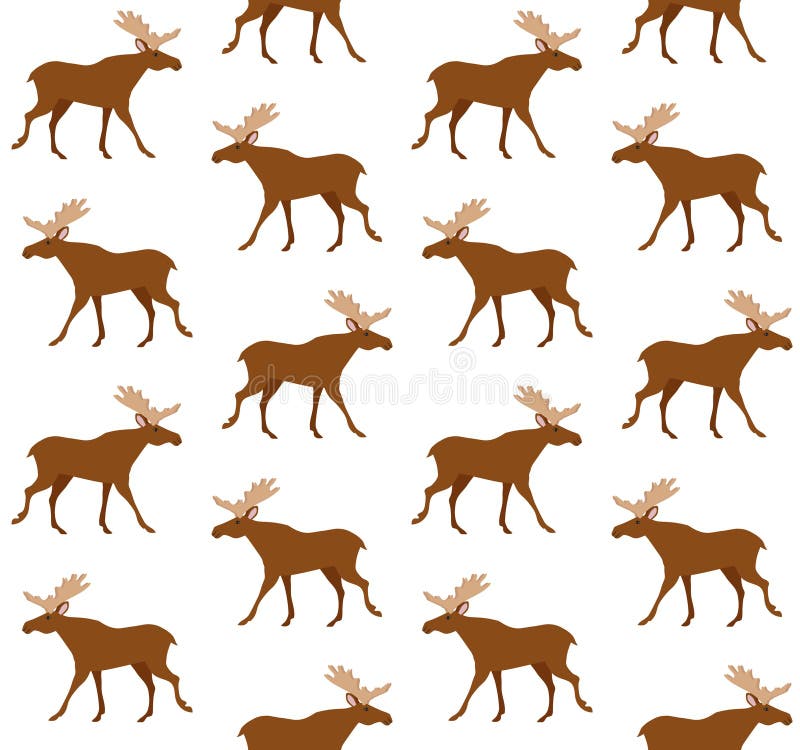 Vector Seamless Pattern of Flat Hand Drawn Moose Stock Illustration ...