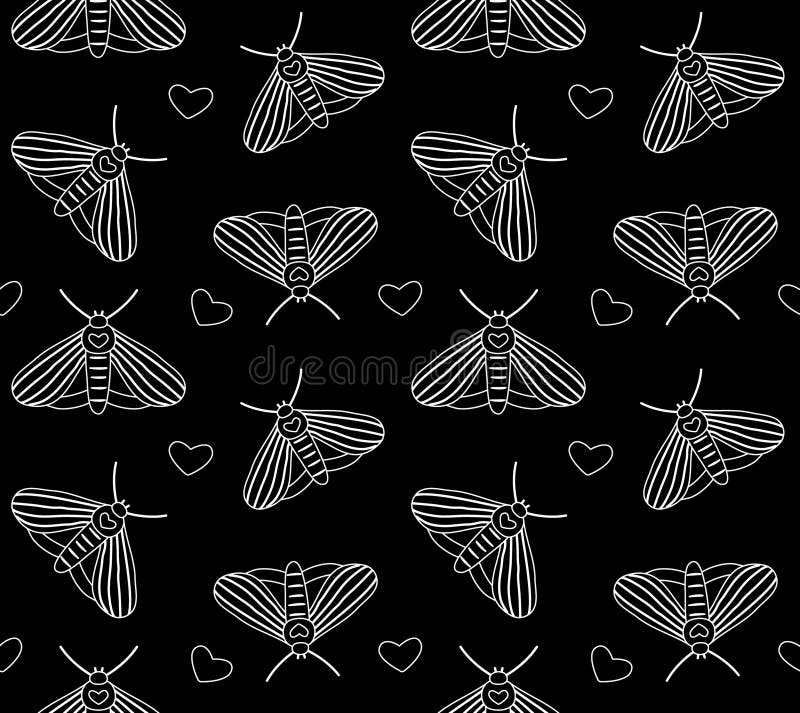 Vector Seamless Pattern of Flat Hand Drawn Moth Stock Vector ...