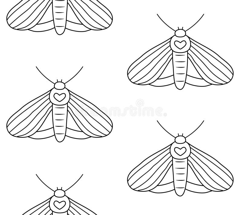 Vector Seamless Pattern of Flat Outline Moth Stock Vector ...
