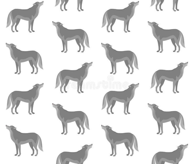 Vector Seamless Pattern of Flat Hand Drawn Wolf Stock Photo - Image of ...