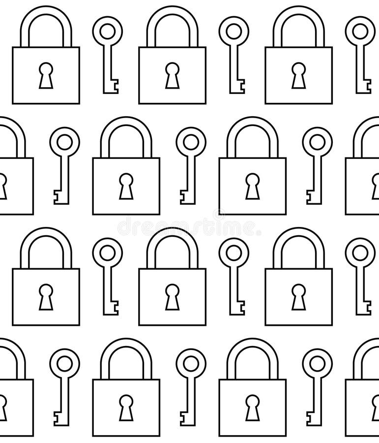 Vector Seamless Pattern of Flat Key and Lock Stock Illustration ...