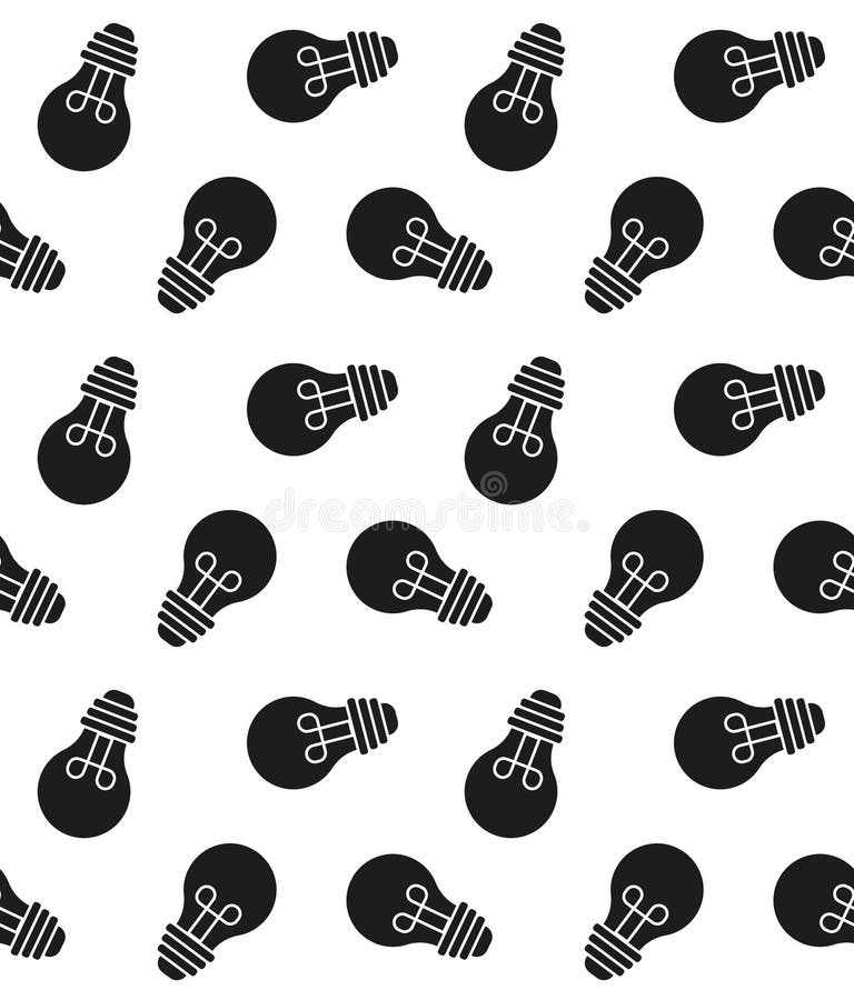 Vector Seamless Pattern of Flat Lamp Bulb Stock Illustration ...