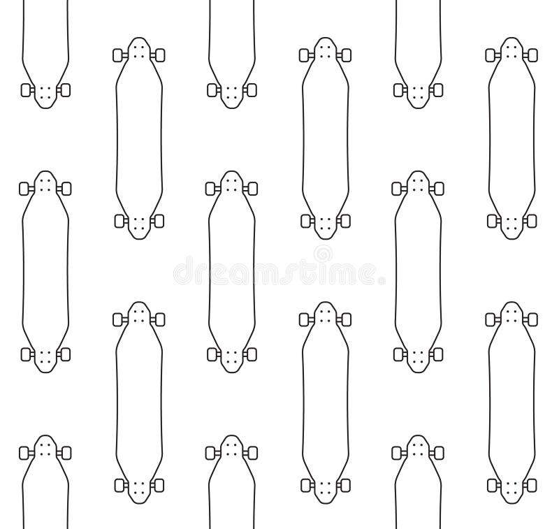 Vector Seamless Pattern of Flat Longboard Skate Stock Illustration ...