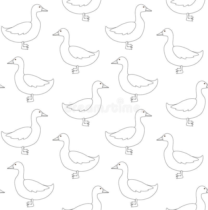 Vector Seamless Pattern of Flat Outline Duck Stock Illustration ...