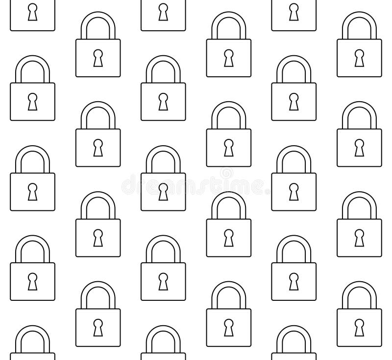 Vector Seamless Pattern of Flat Outline Lock Stock Illustration ...