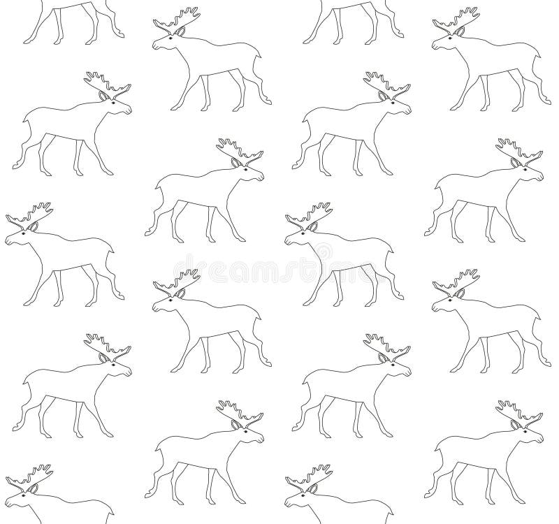 Vector Seamless Pattern of Flat Outline Moose Stock Illustration ...