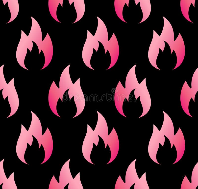 Vector Seamless Pattern of Flat Pink Fire Flame Stock Illustration ...