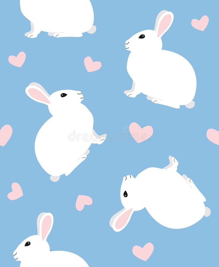 Vector Seamless Pattern of Flat Rabbit Bunny Stock Vector ...
