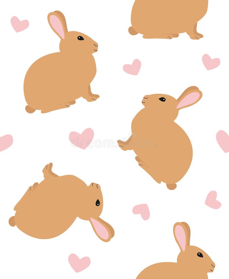 Vector Seamless Pattern of Flat Rabbit Bunny Stock Vector ...