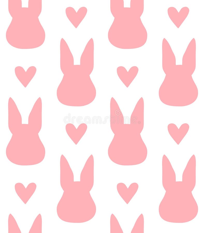Vector Seamless Pattern of Flat Rabbit and Hearts Stock Vector ...