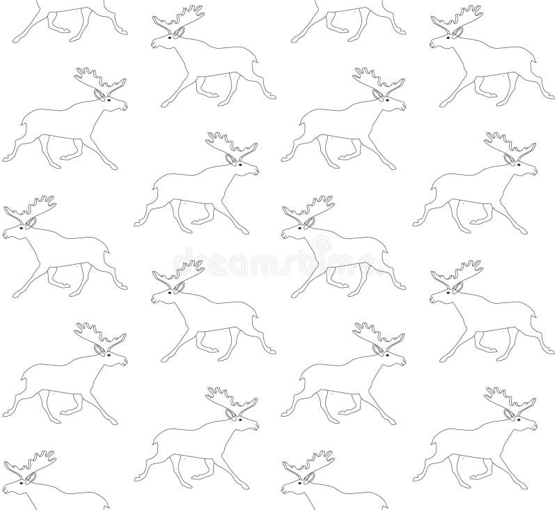 Vector Seamless Pattern of Flat Running Moose Stock Illustration ...