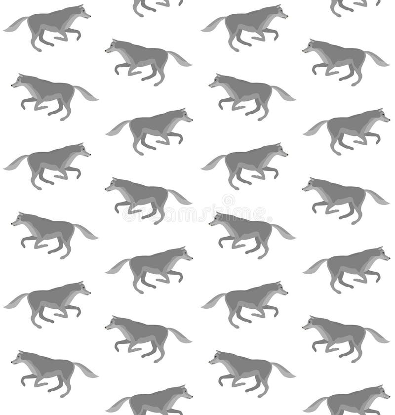 Vector Seamless Pattern of Flat Running Wolf Stock Vector ...