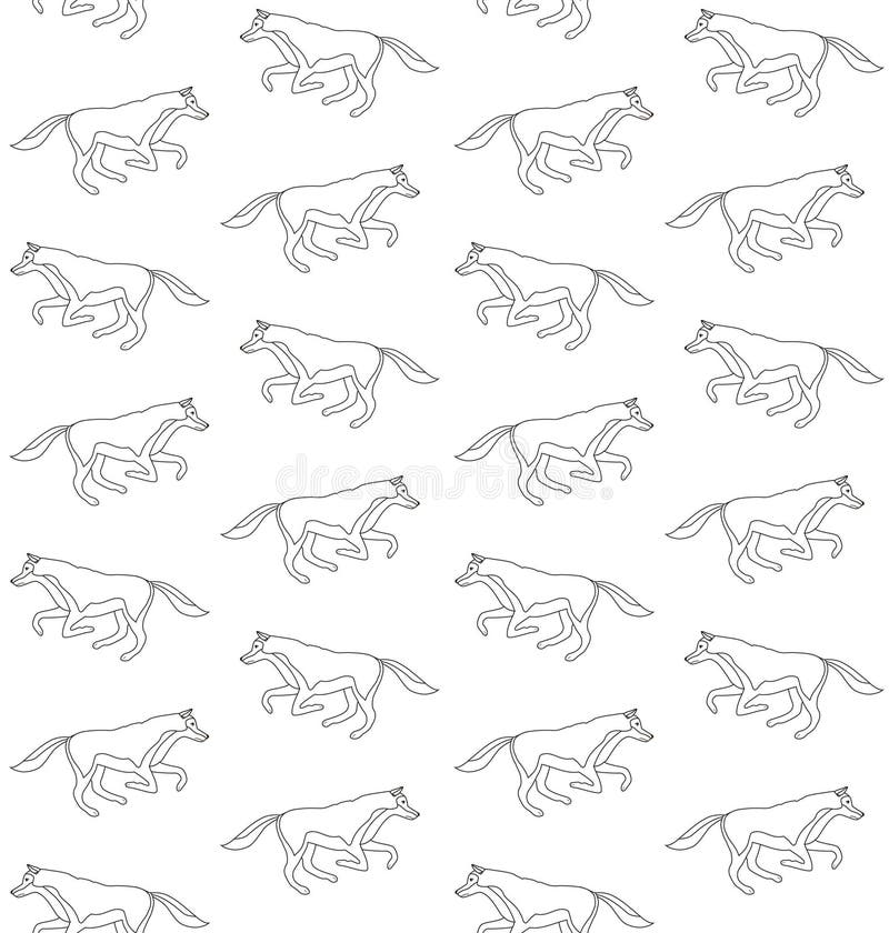 Vector Seamless Pattern of Flat Running Wolf Stock Photo - Image of ...