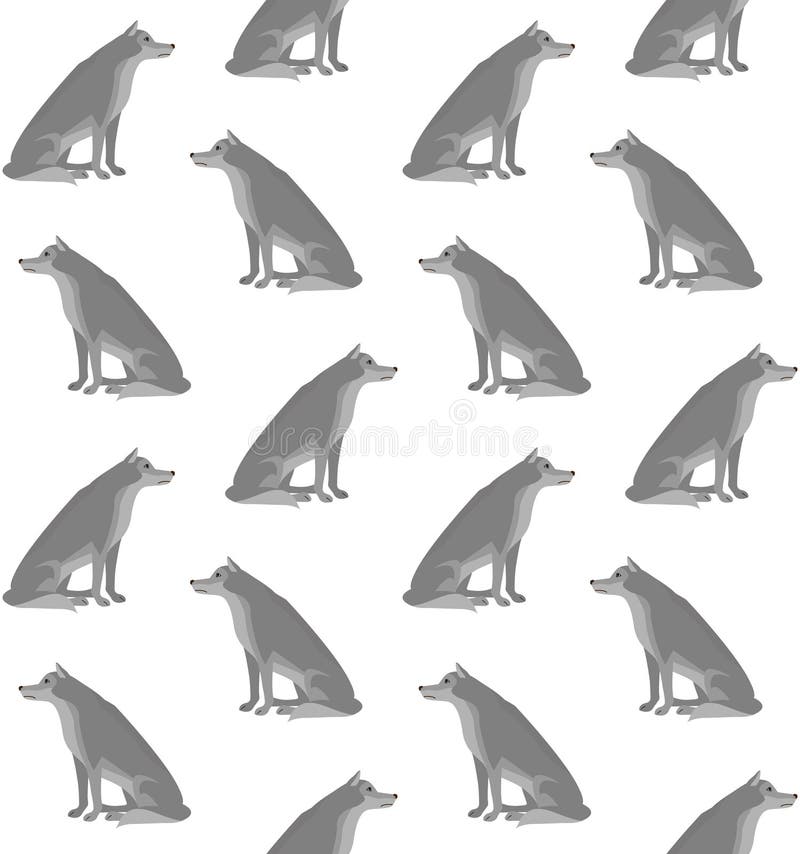 Vector Seamless Pattern of Flat Sitting Wolf Stock Illustration ...