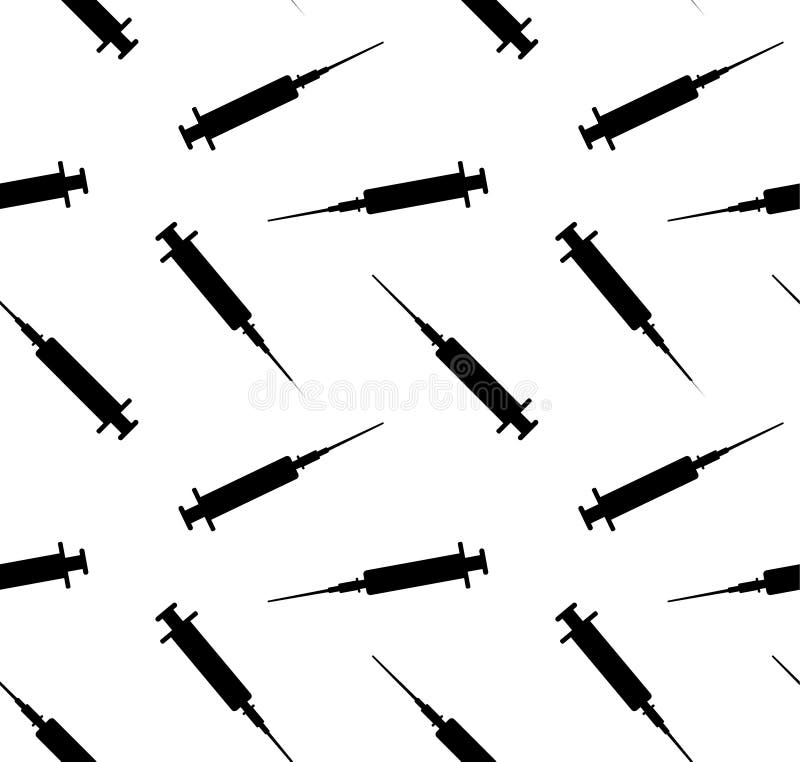 Vector Seamless Pattern of Flat Syringe Silhouette Stock Vector ...