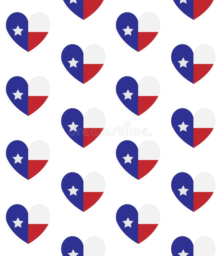 Vector Seamless Pattern of Flat Texas Flag Heart Stock Vector ...