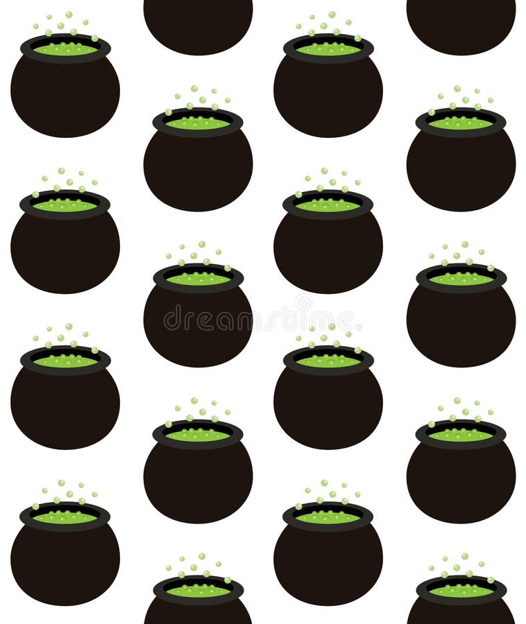 Vector Seamless Pattern of Flat Witch Potion Pot Stock Vector ...