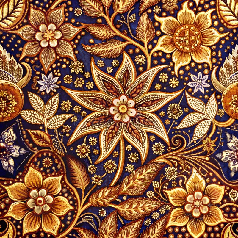 Vector of Seamless Pattern of Floral, Batik Style, for Printed Media ...