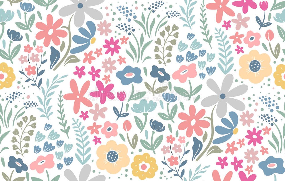 Vector Seamless Pattern. Floral Easter Spring Background in Pastel Colors Stock Illustration ...
