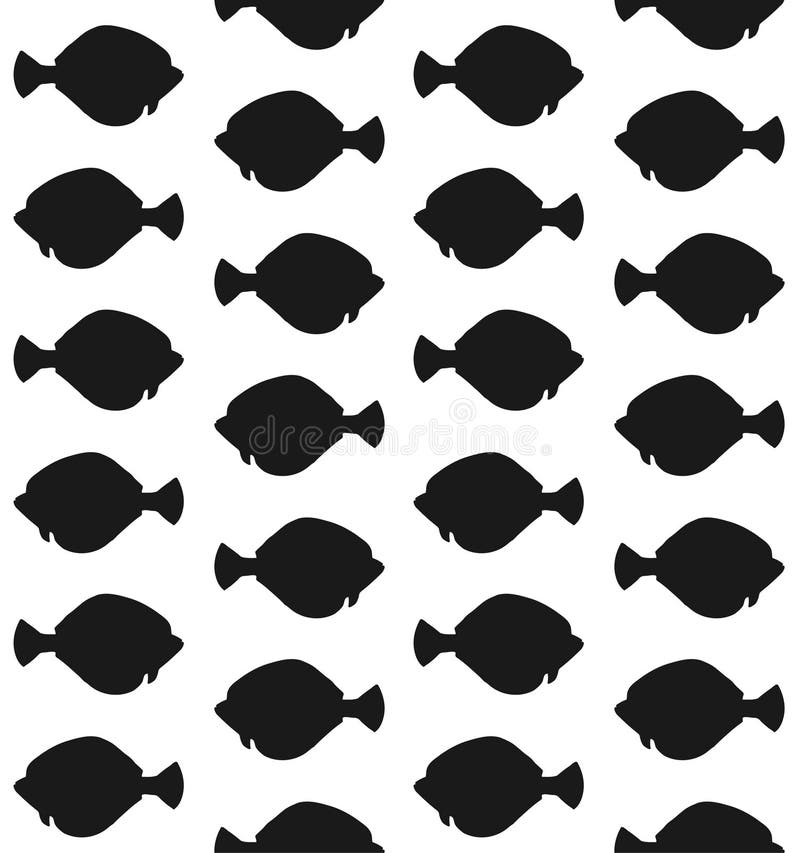 Vector Seamless Pattern of Flounder Fish Stock Vector - Illustration of ...