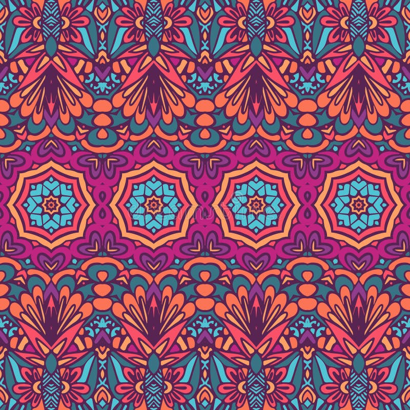 Vector Seamless Pattern Ethnic Tribal Geometric Psychedelic Colorful ...
