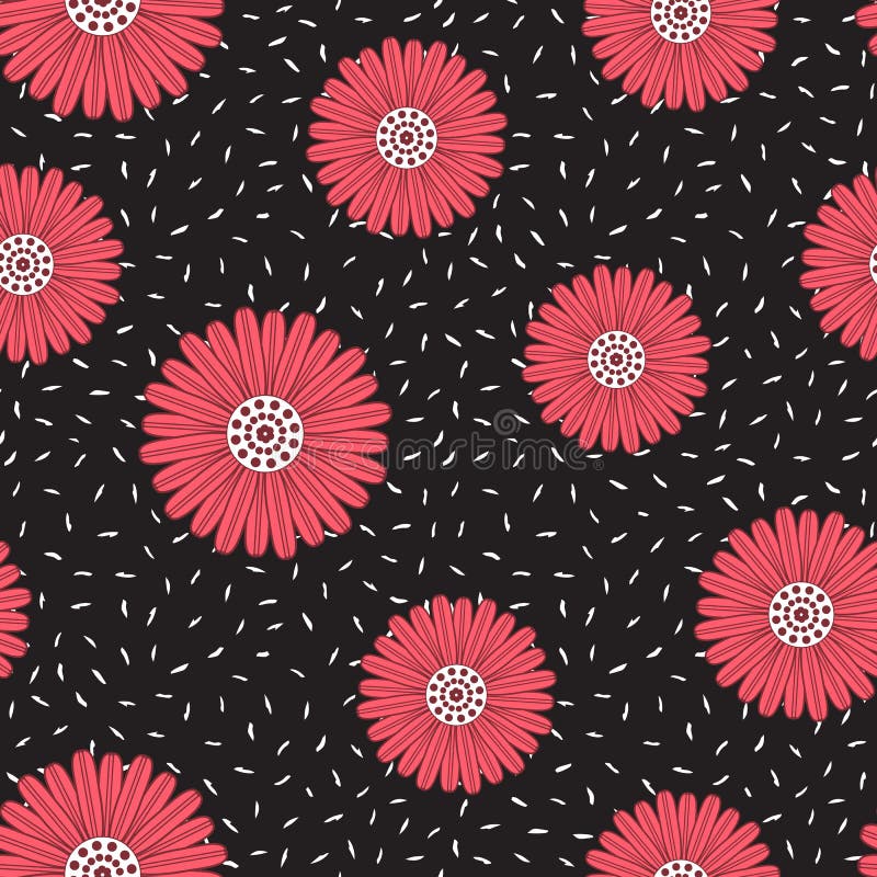 Vector Seamless Pattern Flower Stock Vector - Illustration of black ...