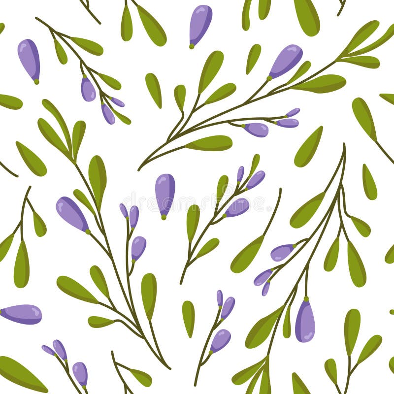 Vector Seamless Pattern with Flowers and Branches. Colored Spring ...