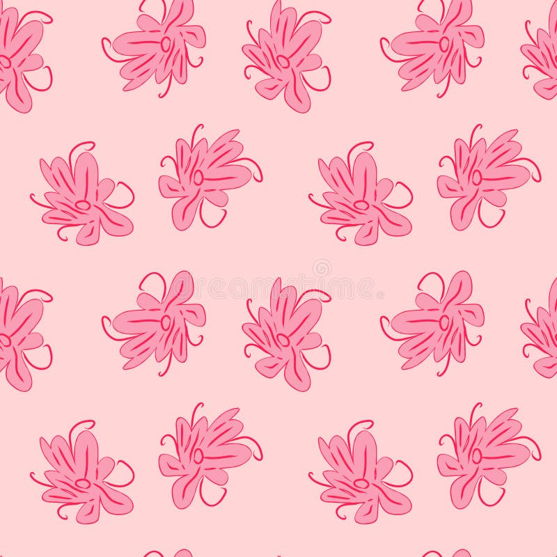 Vector Seamless Pattern Flowers Pink. Background Illustration ...