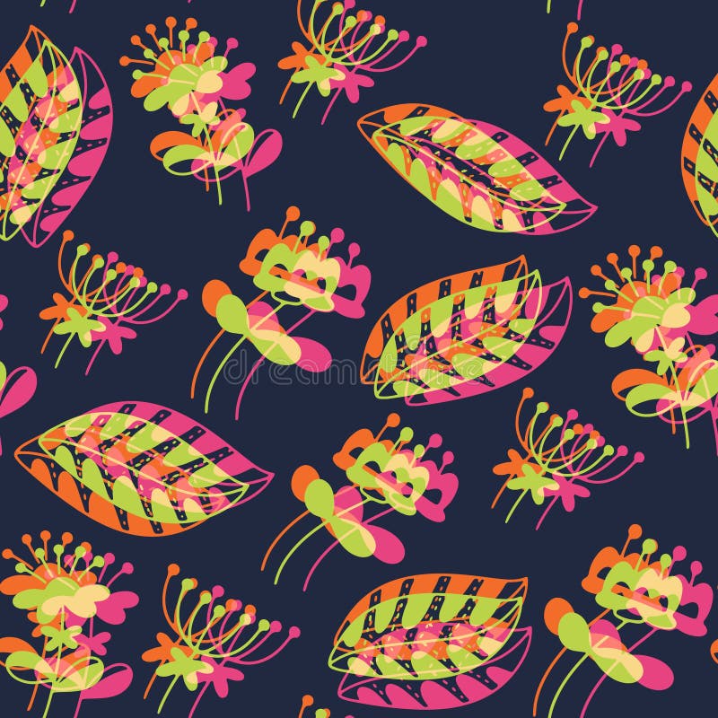 Vector Seamless Pattern with Flowers Stock Vector - Illustration of ...