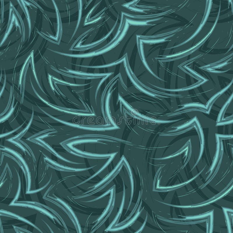 Vector Seamless Pattern of Flowing Lines and Corners in Tidewater Green ...
