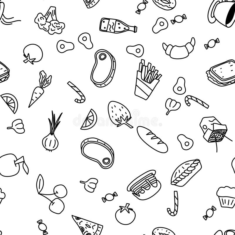 Raw food doodles stock vector. Illustration of icons - 90069848