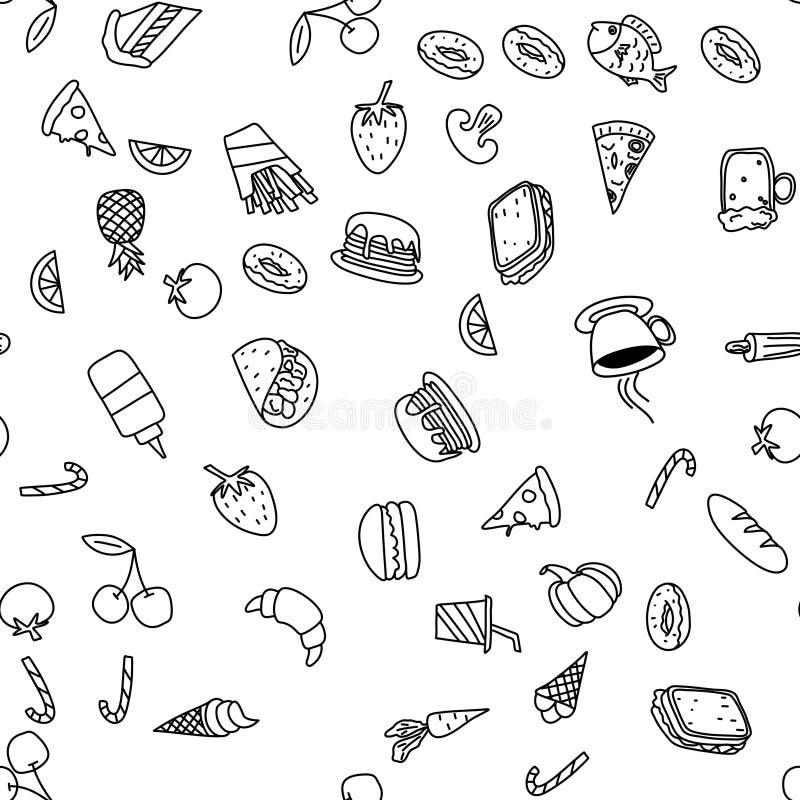 Raw food doodles stock vector. Illustration of icons - 90069848