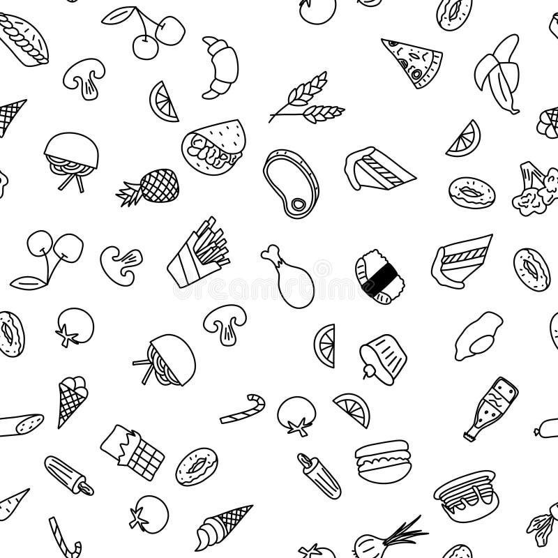 Raw food doodles stock vector. Illustration of icons - 90069848