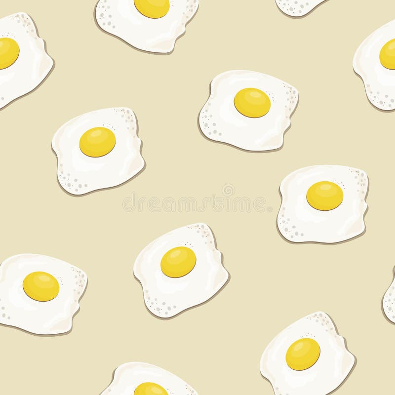 Vector Seamless Pattern with Food Pattern. Fried Eggs on Yellow Background, Top View Stock ...