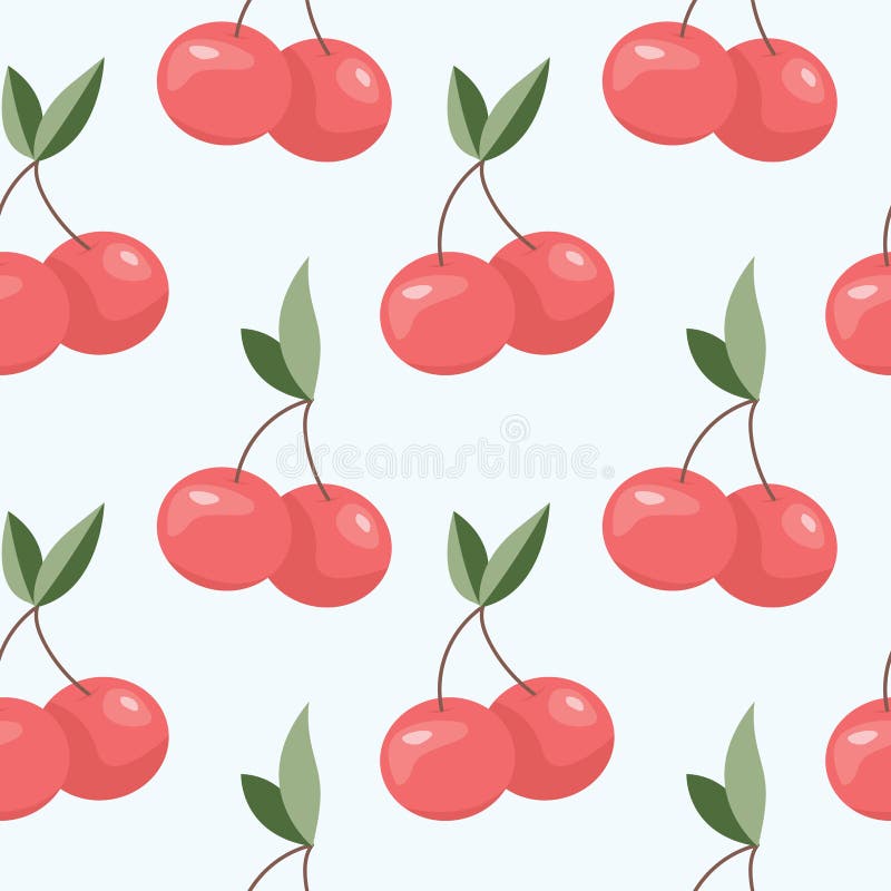 Seamless Pattern with Cherry Stock Vector - Illustration of wallpaper ...