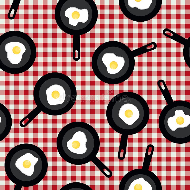 Vector Seamless Pattern with Frying Pans Stock Vector - Illustration of ...