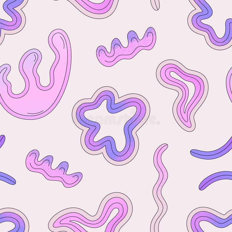 Vector Seamless Pattern with Funny Abstract Wavy Flowers on Light ...