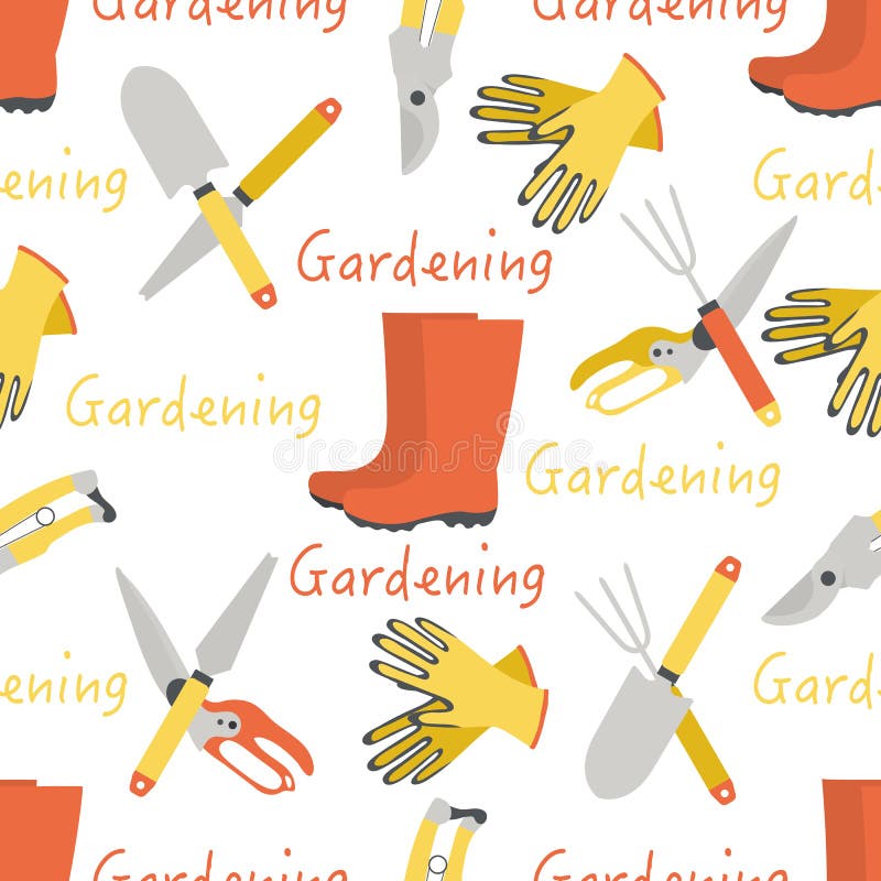 Vector Seamless Pattern Gardening Tools Equipment Stock Vector ...