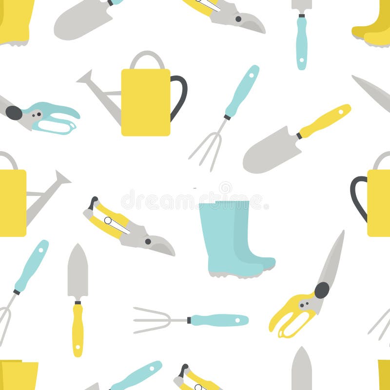 Vector Seamless Pattern Gardening Tools Equipment Stock Vector ...