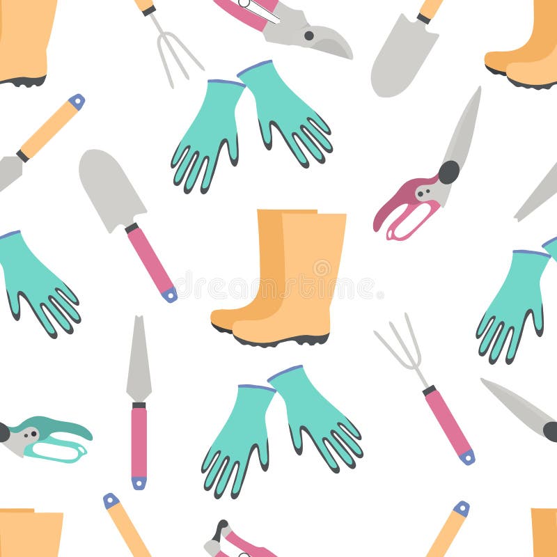 Vector Seamless Pattern Gardening Tools Equipment Stock Vector ...