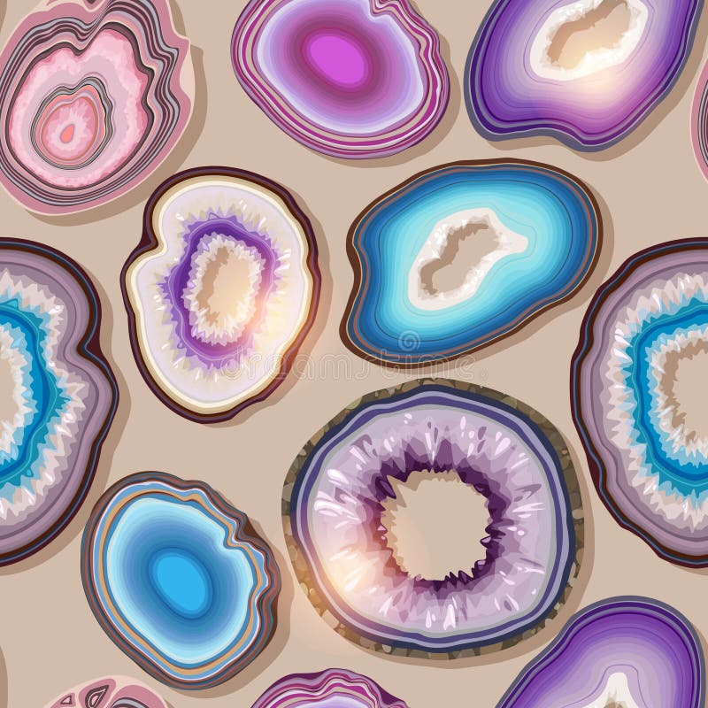 Vector Seamless Pattern with Geode and Agate Cuts Stock Vector ...