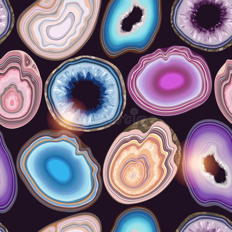 Vector Seamless Pattern with Geode and Agate Cuts Stock Vector ...