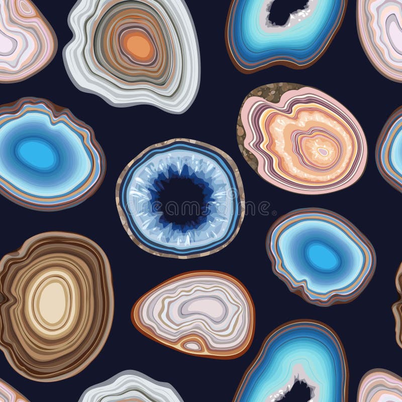 Vector Seamless Pattern with Geode and Agate Cuts Stock Vector ...