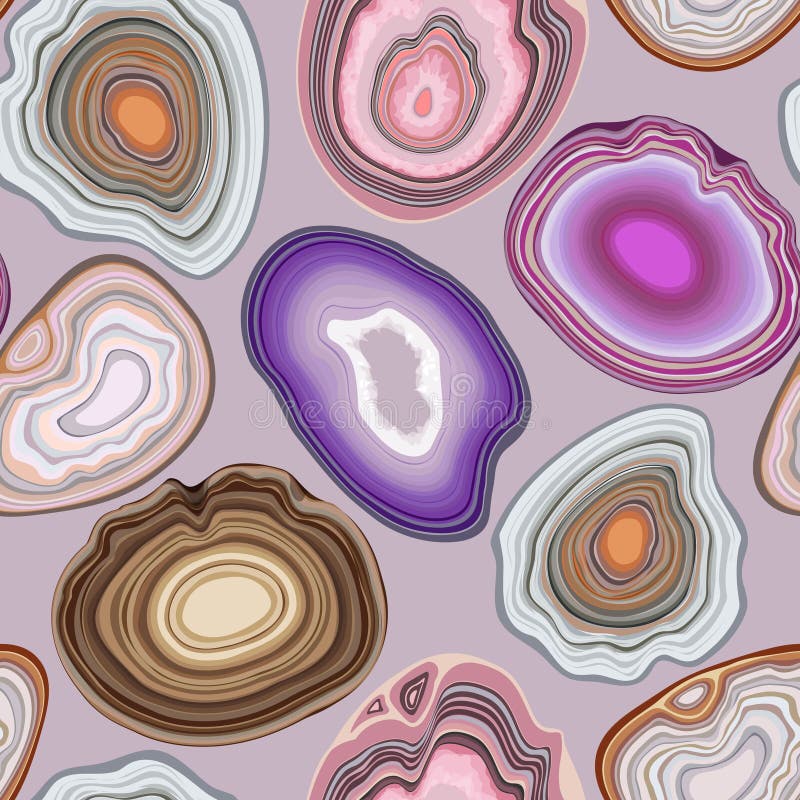 Vector Seamless Pattern with Geode and Agate Cuts Stock Vector ...