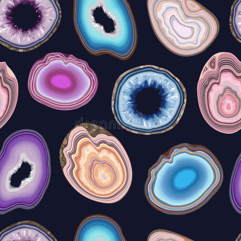 Vector Seamless Pattern with Geode and Agate Cuts Stock Vector ...