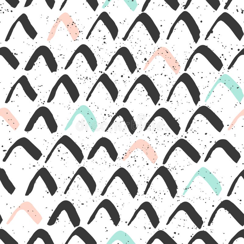 Vector Seamless Pattern with Geometric Brush Strokes Elements. Memphis ...