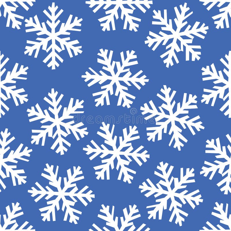 Vector Seamless Pattern with Geometric Snowflakes on a Blue Background ...